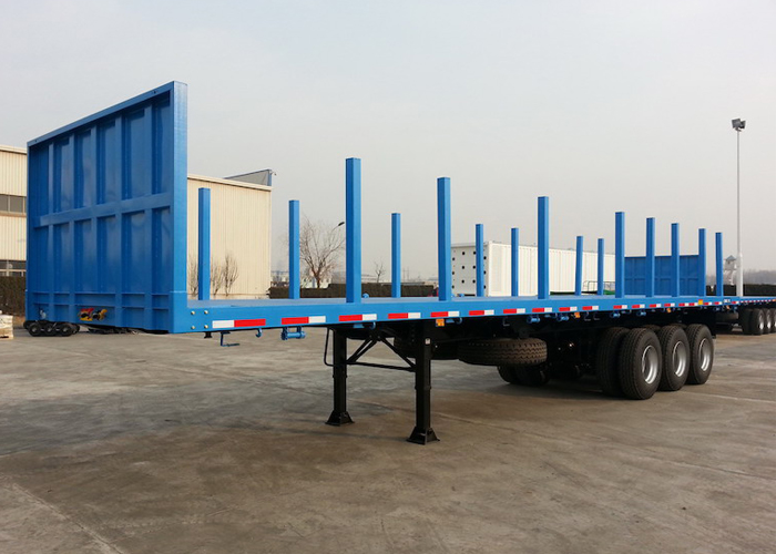40ft Logging Flatbed Semi Trailer with Log Pillar heavy duty flat bed semi trailer - Buy logging ...