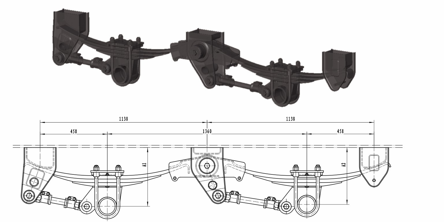 American Tandem suspension 11T*2 Grade with taper leaf Spring - Buy ...